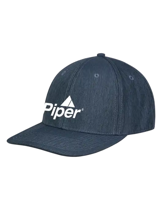 Premium Modern Structured Twill Heathered Navy Snapback Cap w/Piper Logo