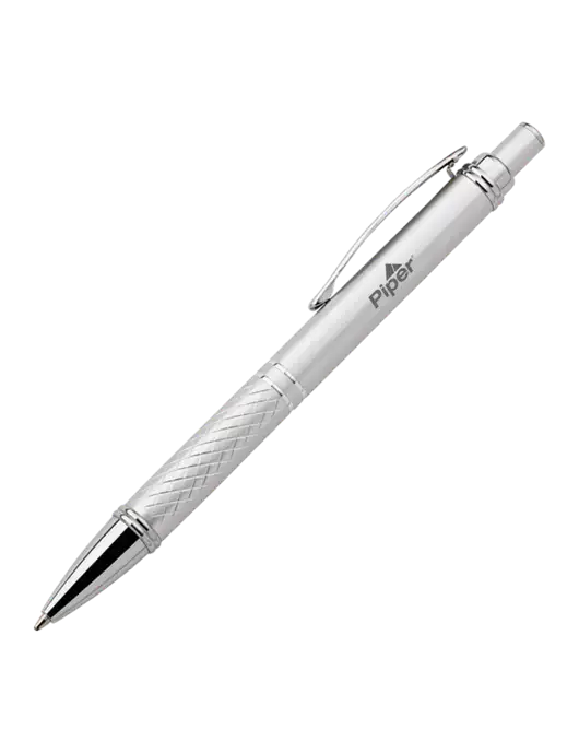 Silver Stellar Scribe Pen - Black Ink w/Piper Logo