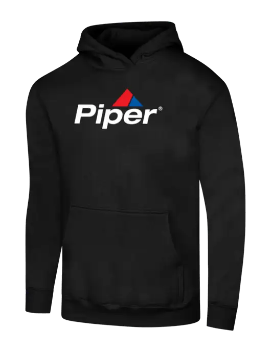 Jet Black 7.8 oz Ring Spun Hooded Sweatshirt w/Piper Logo