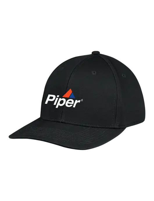 Premium Modern Structured Twill Black Snapback Cap w/Piper Logo
