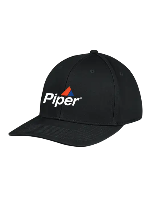 Premium Modern Structured Twill Black Snapback Cap w/Piper Logo