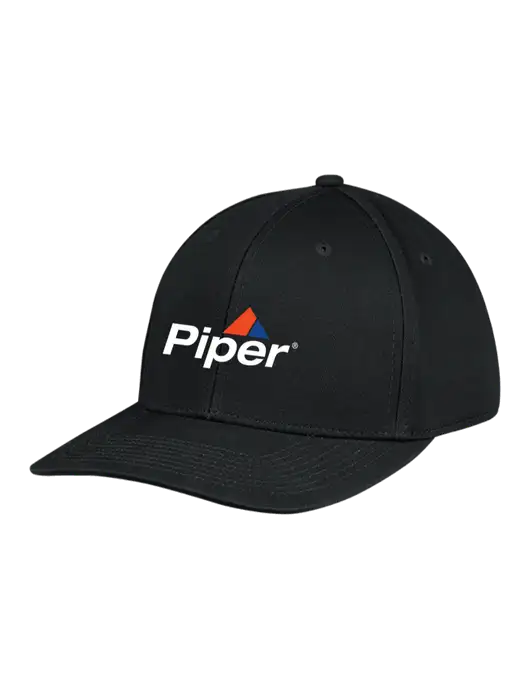Premium Modern Structured Twill Black Snapback Cap w/Piper Logo