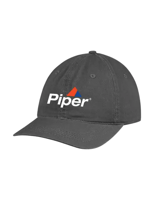 Garment Washed Unstructured Twill Charcoal Cap w/Piper Logo