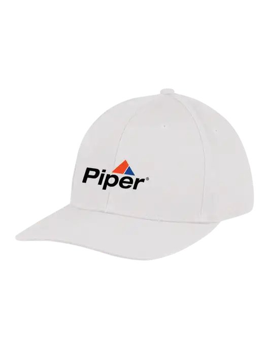 Premium Modern Structured Twill White Snapback Cap w/Piper Logo