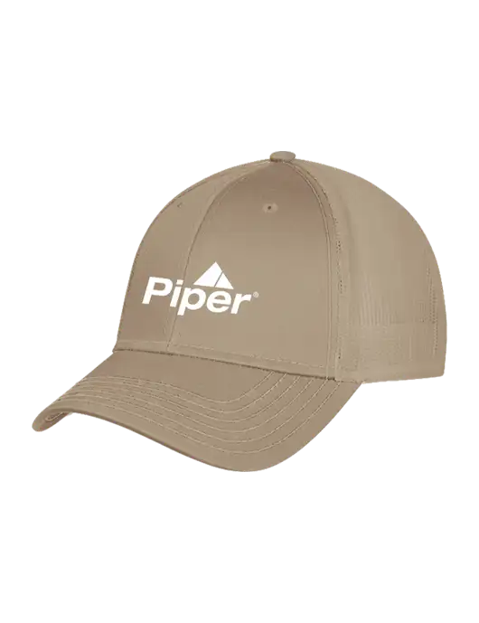 Khaki Mesh Trucker Cap Snap Back w/Piper Logo