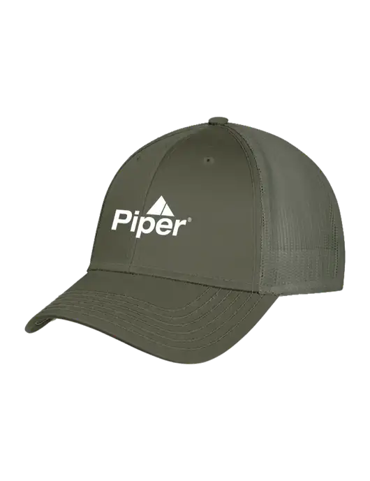Olive Mesh Trucker Cap Snap Back w/Piper Logo