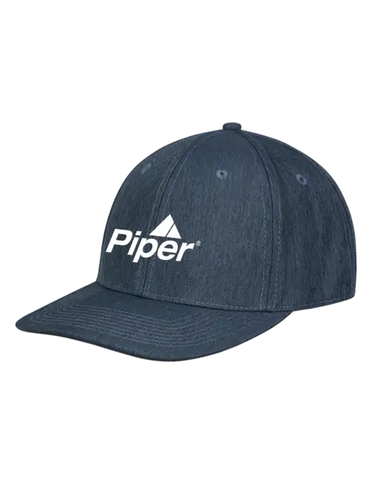 Premium Modern Structured Twill Heathered Navy Snapback Cap w/Piper Logo
