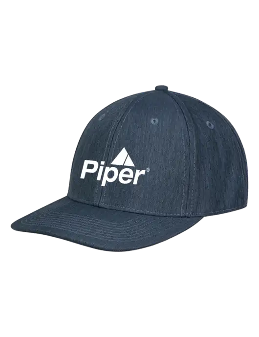 Premium Modern Structured Twill Heathered Navy Snapback Cap w/Piper Logo