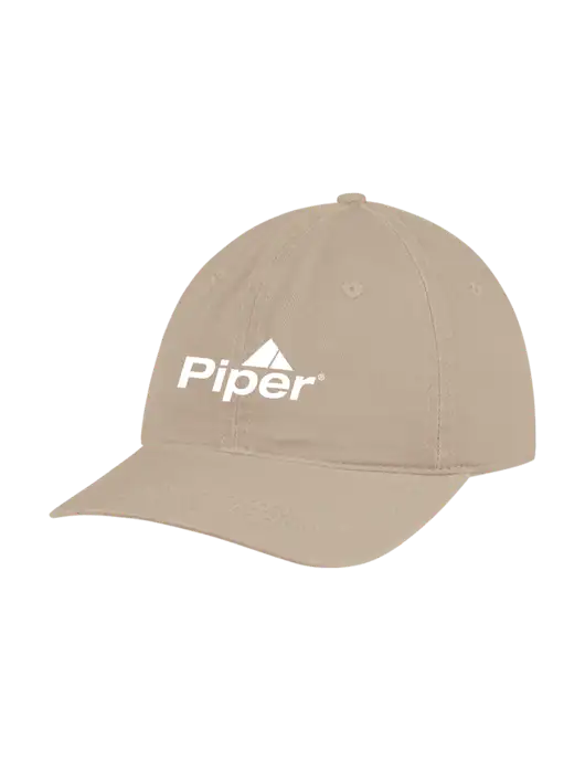 Garment Washed Unstructured Twill Tan Cap w/Piper Logo