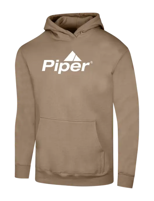 Sand 7.8. oz Ring Spun Hooded Sweatshirt w/Piper Logo