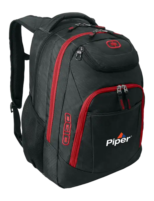OGIO Dark Grey/Red Excelsior Laptop Backpack w/Piper Logo