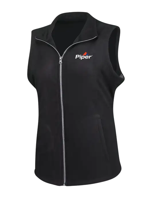 Black Womens Microfleece Vest w/Piper Logo