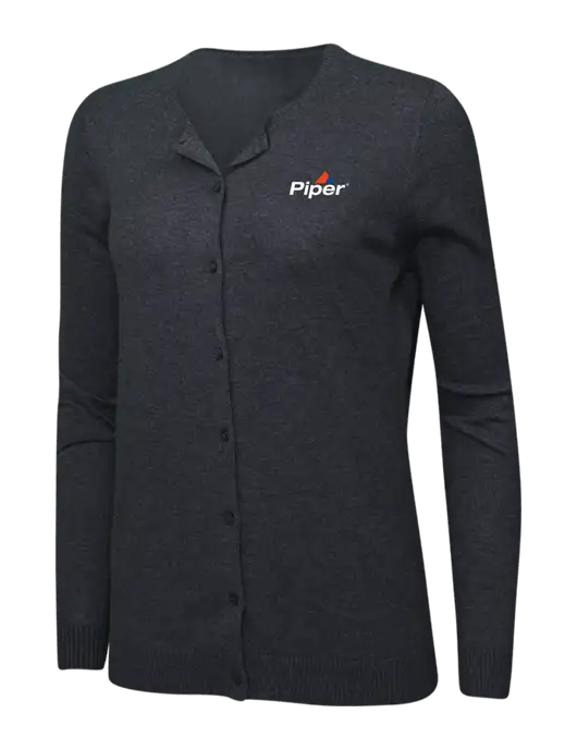 Charcoal Heather Womens Cardigan Sweater w/Piper Logo