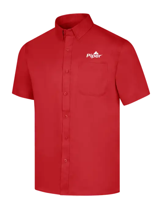 Short Sleeve Red Superpro React Twill Shirt w/Piper Logo