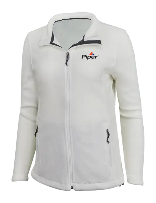 Womens White Fleece Jacket w/Piper Logo
