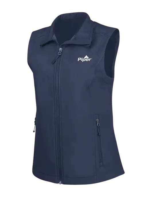 Navy Womens Core Soft Shell Vest w/Piper Logo