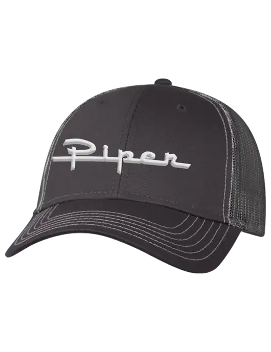 Charcoal Grey Mesh Trucker Cap Snap Back w/Vintage Piper Logo