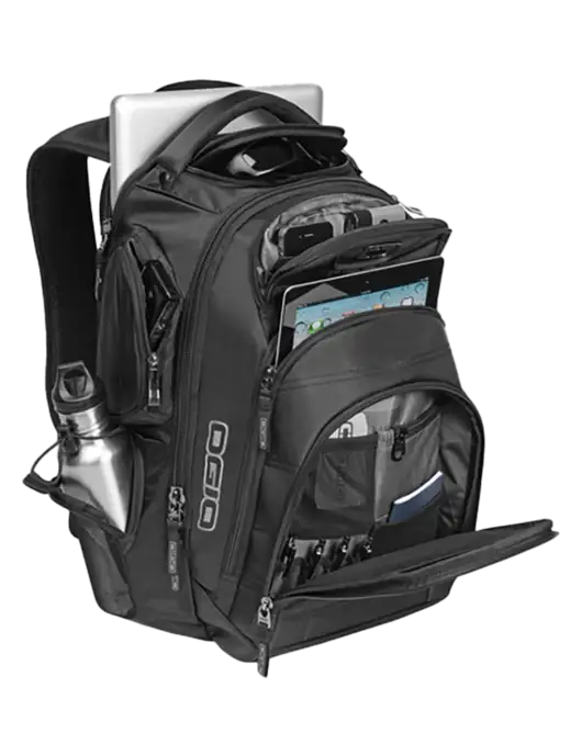 OGIO Black Stratagem Laptop Backpack w/Piper Logo