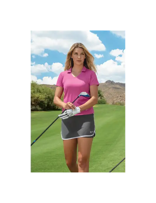 NIKE Light Royal Blue Womens Dri-Fit Vertical Mesh Polo w/Piper Logo